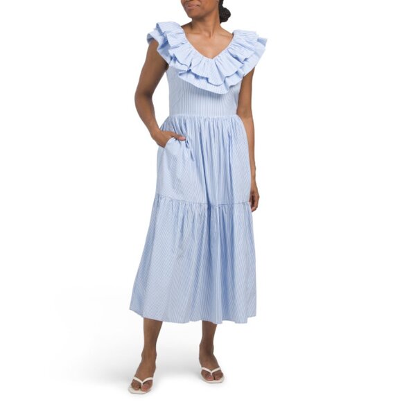 Endless Rose | Dresses | Endless Rose Powder Blue Ruffle Maxi Dress ...